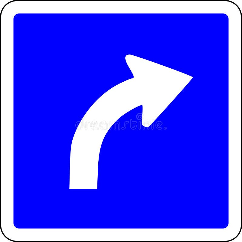 Turn Right ahead road sign stock illustration. Illustration of drive ...