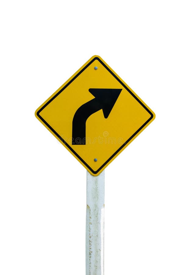 Turn Right Arrow Traffic Sign Isolated On White Background Stock Photo ...