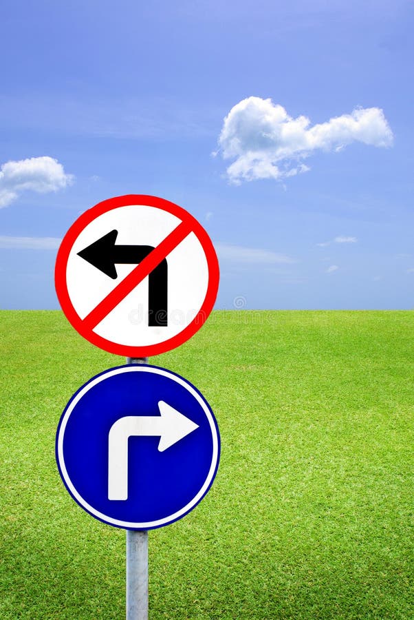 Turn Right and Do Not Turn Left Sign Stock Image - Image of soft, label ...
