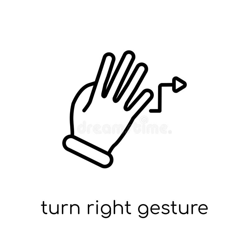 Turn Right Gesture Icon. Trendy Modern Flat Linear Vector Turn R Stock ...