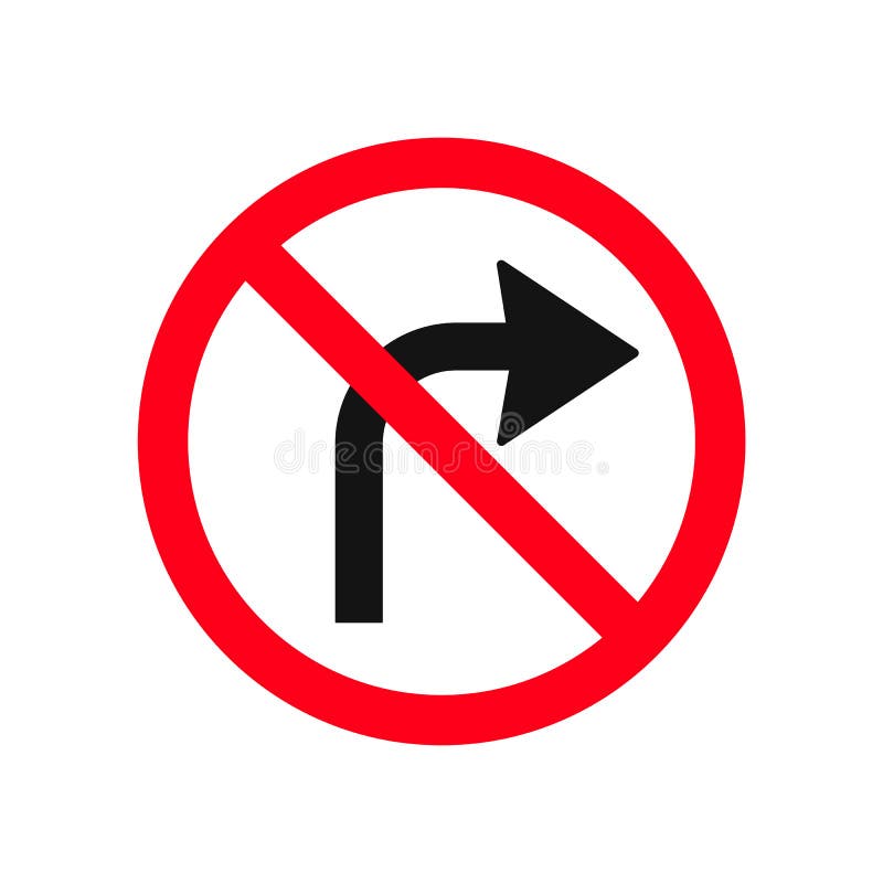 Turn Right Glyph Icon Road Sign Vector Illustration in White Background ...