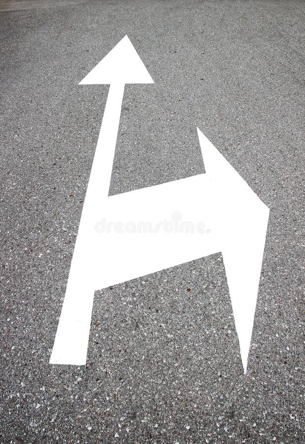 Turn Right and Go Straight Sign on the Road Stock Image - Image of turn ...