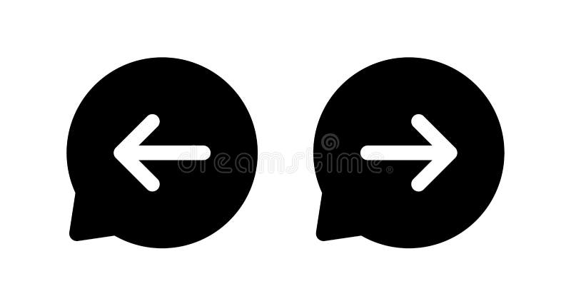 Turn Right and Left Arrow Icon on Speech Bubble Line. Forward and Back ...
