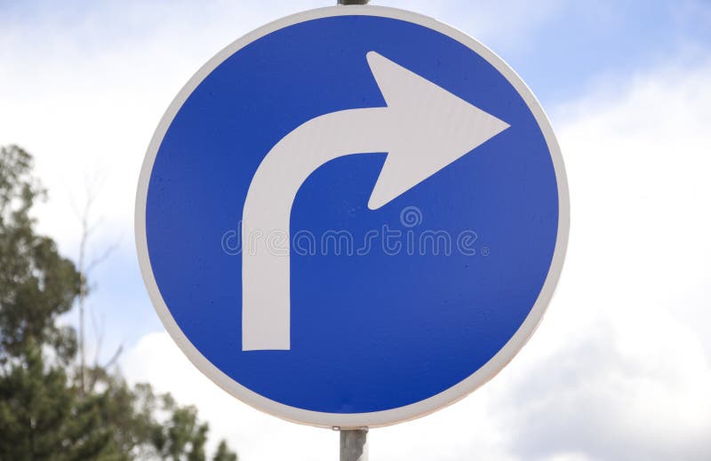 Turn right road sign stock image. Image of isolated, curve - 24206649