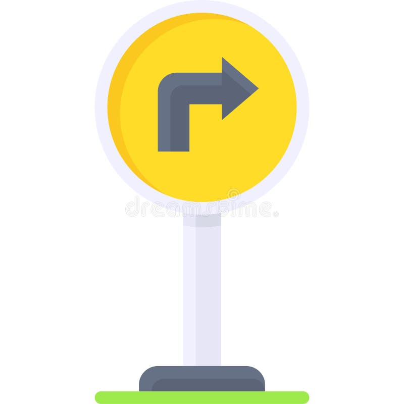 Turn Right Sign Icon, Traffic Sign Vector Illustration Stock Vector ...