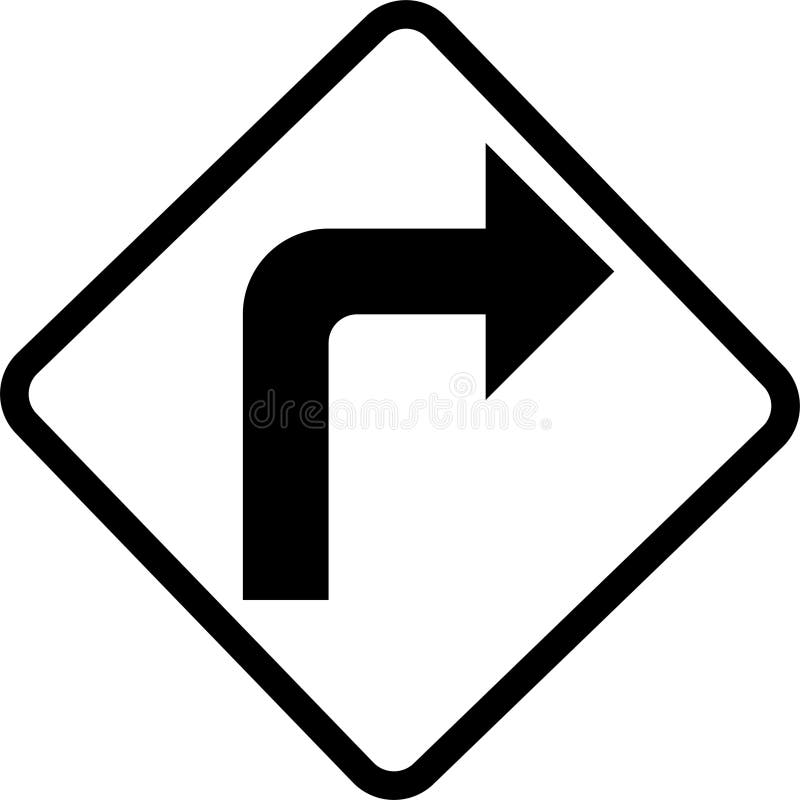 Turn Right Sign Icon, Traffic Sign Vector Illustration Stock Vector ...