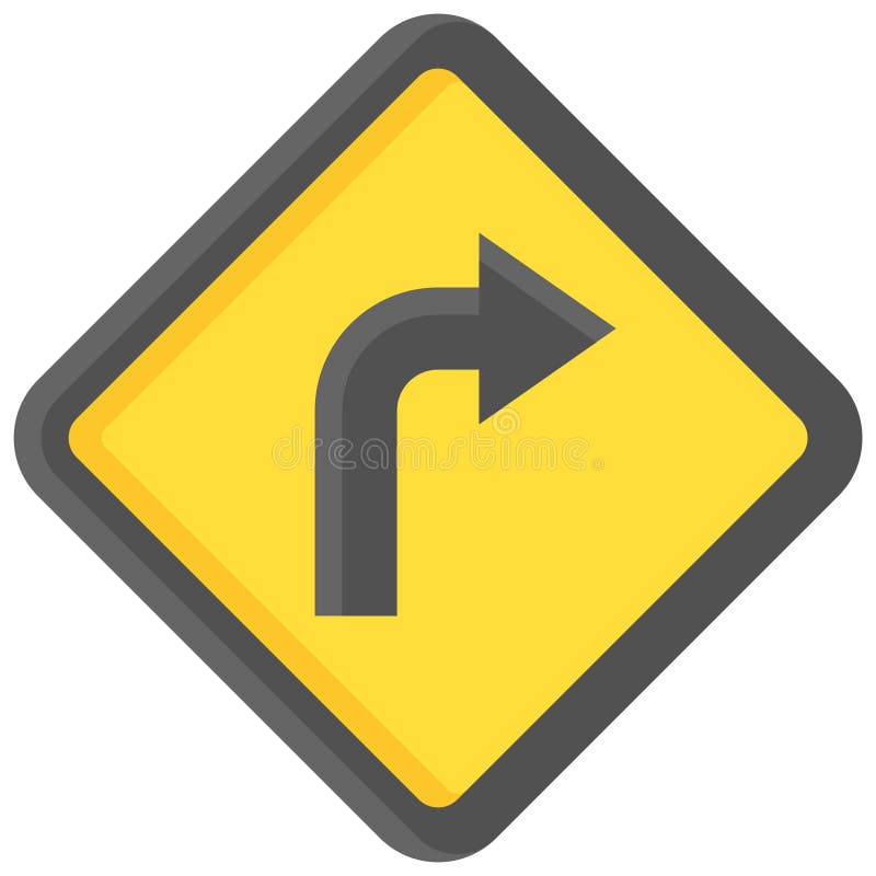 Turn Right Sign Icon, Traffic Sign Vector Illustration Stock Vector ...