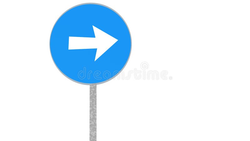 One Way Traffic Road Sign White Arrow Blue Background Stock ...