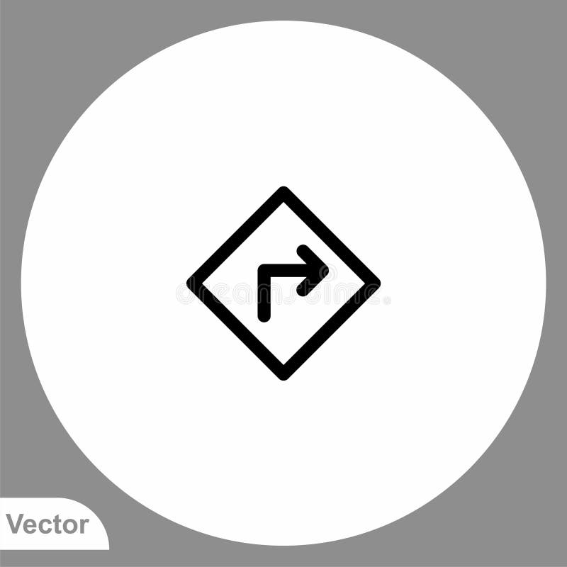 Turn Right Vector Icon Sign Symbol Stock Vector - Illustration of shape ...
