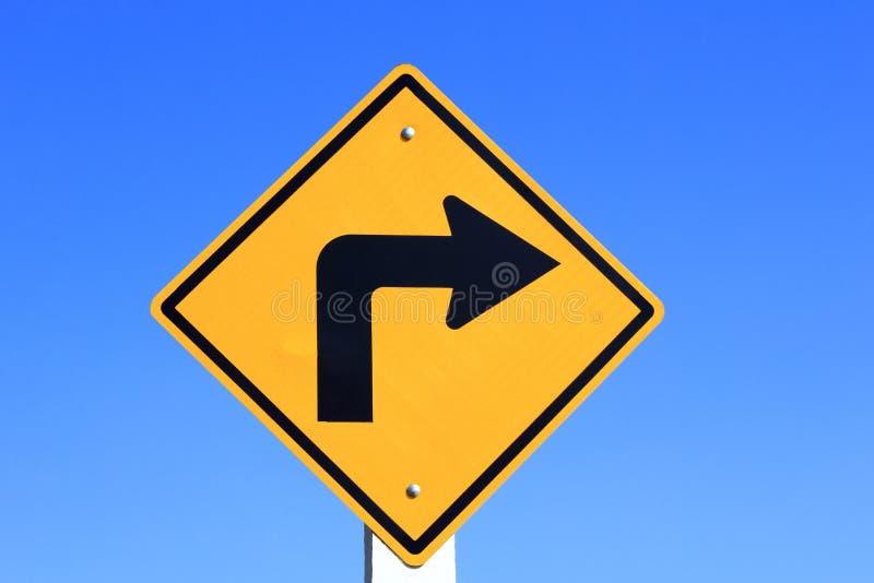 Yellow Sign with Split Arrows Stock Image - Image of yellow, traffic ...