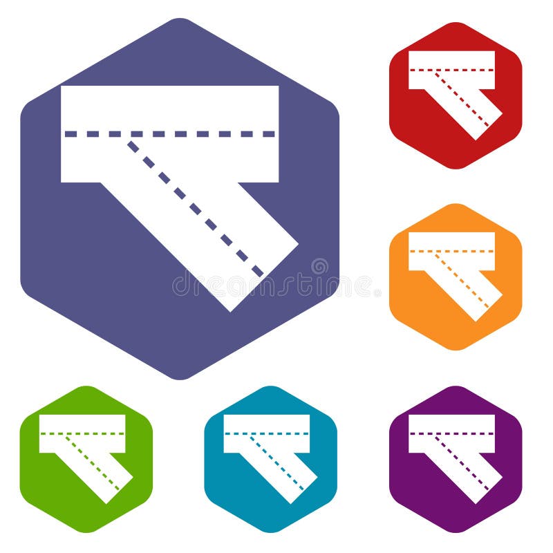 Turn Road Icons Set Hexagon Stock Vector - Illustration of corner, logo ...