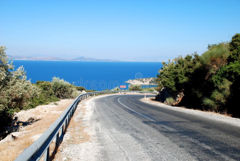 Turn road and sea stock image. Image of chesme, clean - 6092985