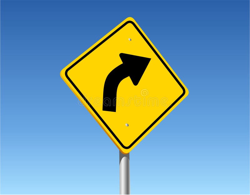 Turn road sign stock vector. Illustration of safety, speed - 14192320