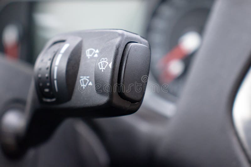 Turn Signal Switch, Handle in the Car, Blurred Dashboard on Background ...