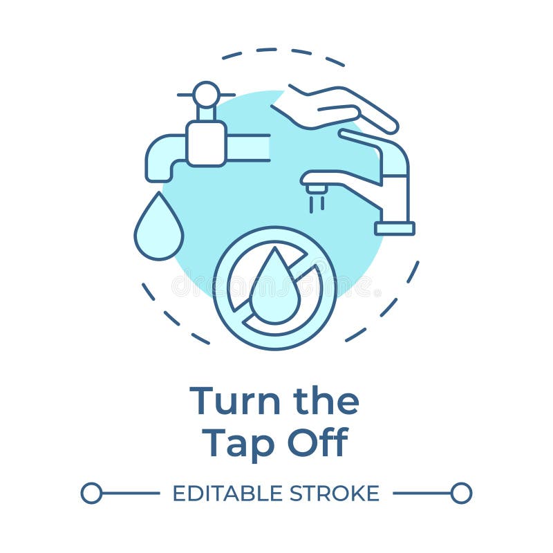 Turn Tap Off Soft Blue Concept Icon Stock Illustration - Illustration ...
