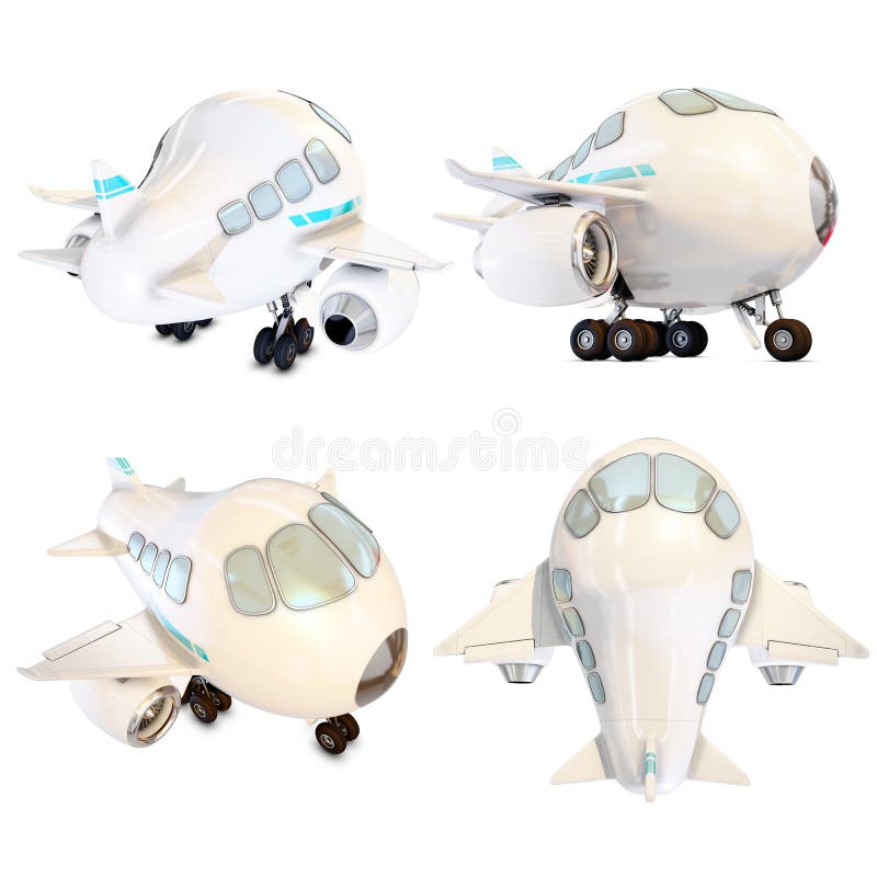 Turnaround of a Funny Plane Stock Illustration - Illustration of rear ...