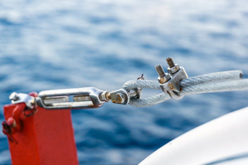 A Turnbuckle Securing a Life Raft on Board a Construction Work Barge ...