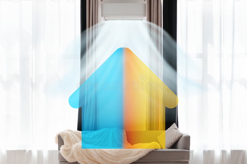 Turned on the Air Conditioner in the Apartment with a Minimalist Design ...