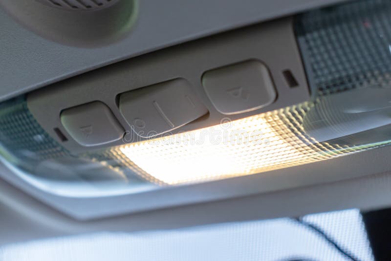 Turned on Cabin Car Ceiling Interior Lamp, Light Control Panel Inside ...