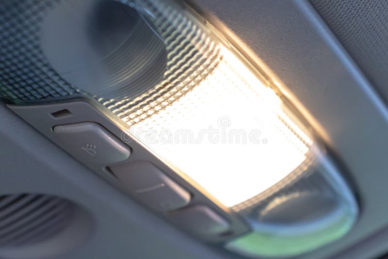 Turned on Cabin Car Ceiling Interior Lamp, Light Control Panel Inside ...