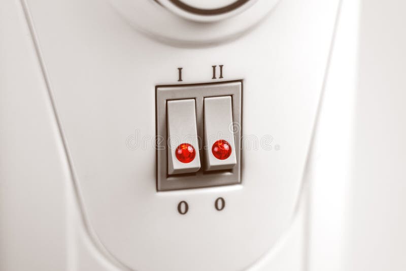 Turned on Hot Heating Radiator with Two Switches and Indicator Red ...
