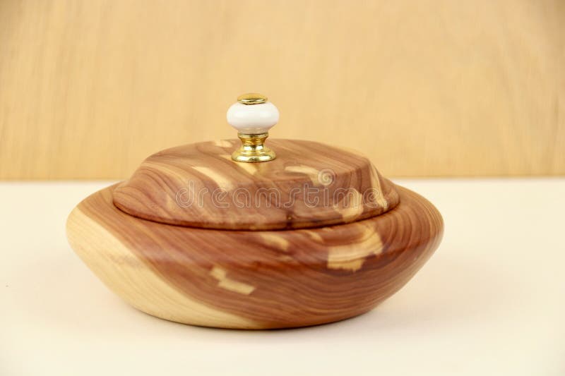 Turned Lidded Cedar Box stock photo. Image of woodturned - 276524140