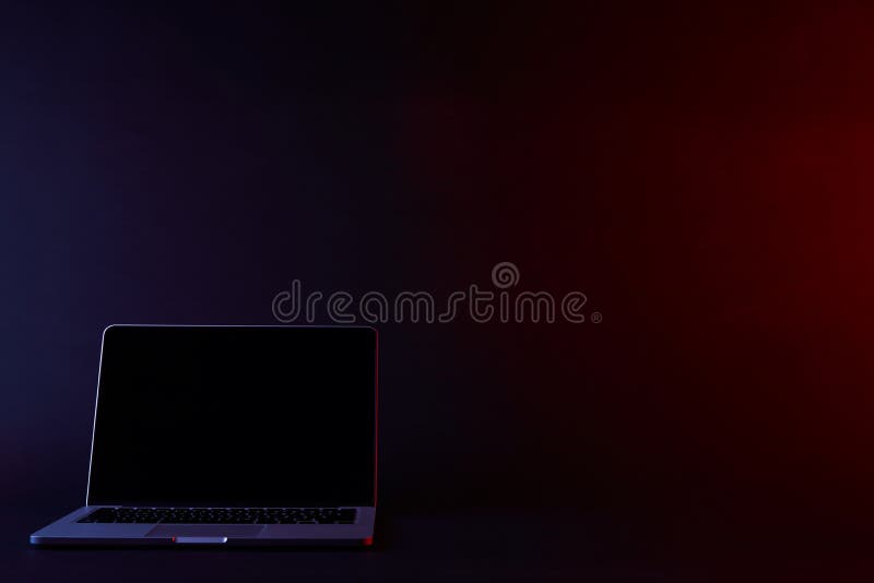 One Turned Off Laptop with Reflecting Screen Stock Image - Image of ...