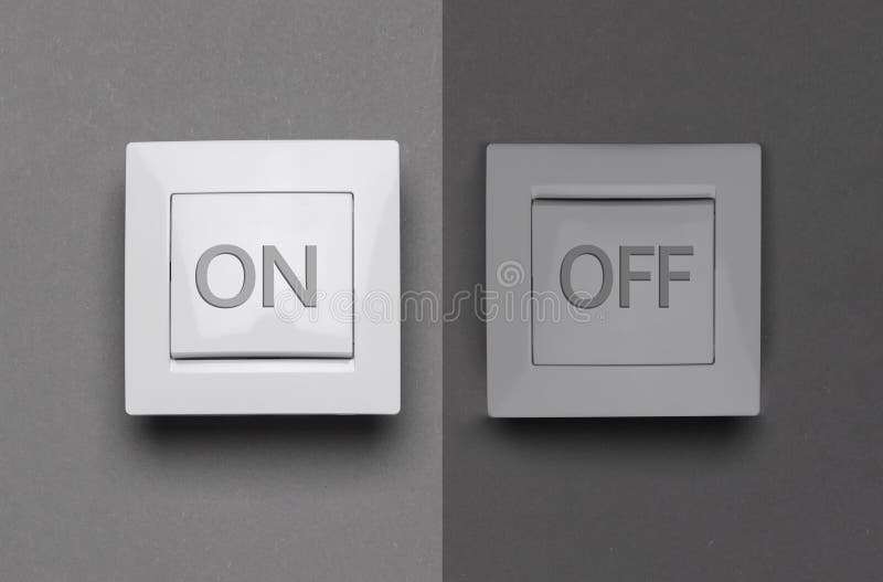 Turned on and OFF Light Switches on Grey Background Stock Image - Image ...