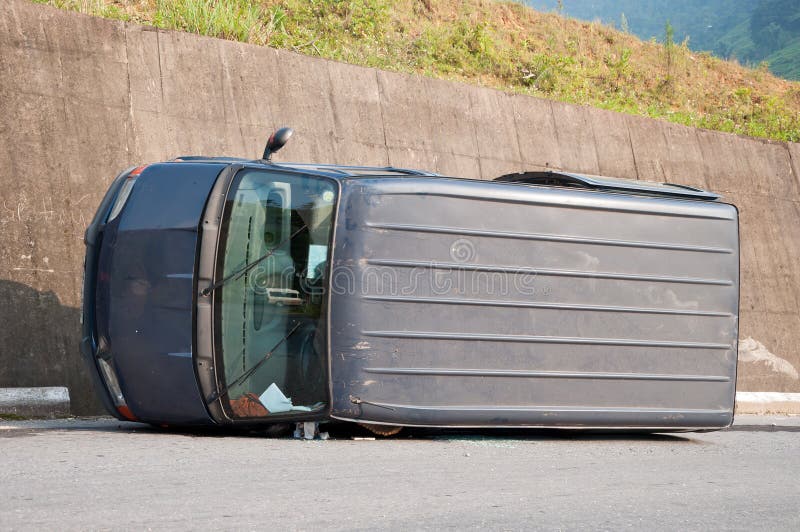Car Crash Accident Upside Down Vehicle Stock Photo - Image of landscape ...