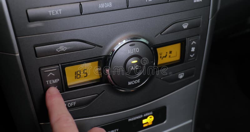 Turning on Car Air Conditioning System, Finger Hitting Car Stock ...