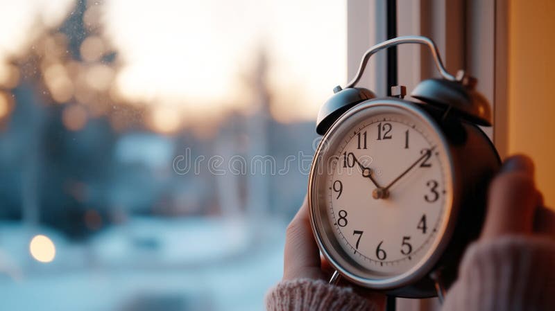 Turning the Clock Forward, a Hand Adjusting the Time on a Vintage Clock ...
