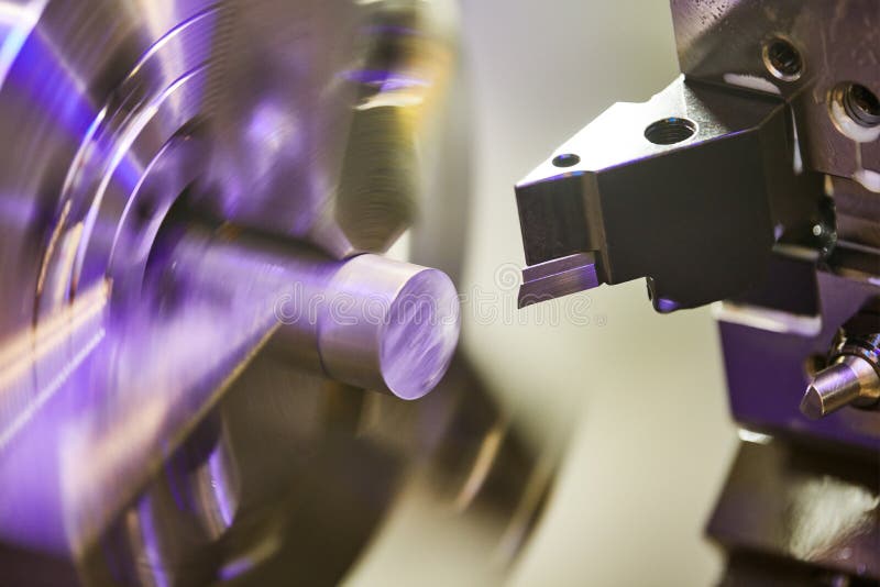 Turning Cnc Machine at Metal Work Industry. Precision Manufacturing and ...