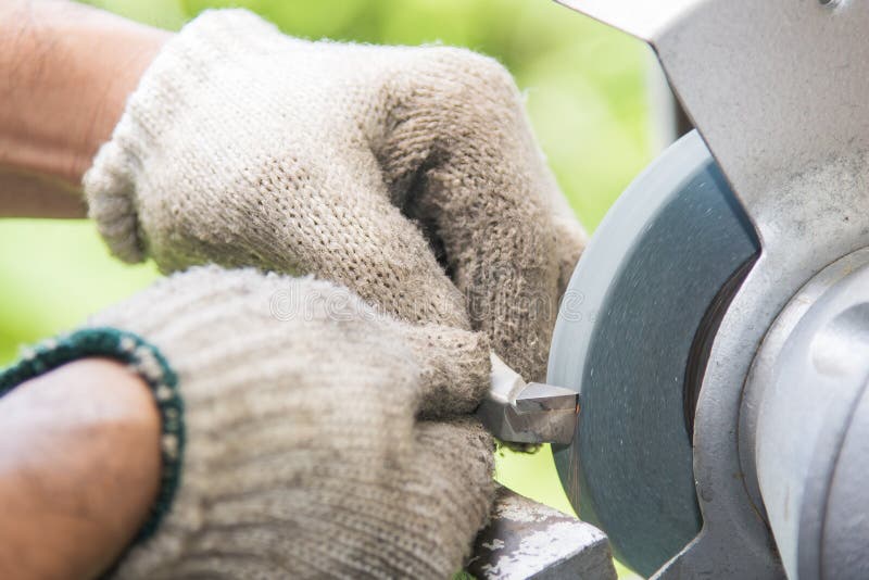 Turning Cutting Tool Regrind Process Manual Operation Stock Photos ...