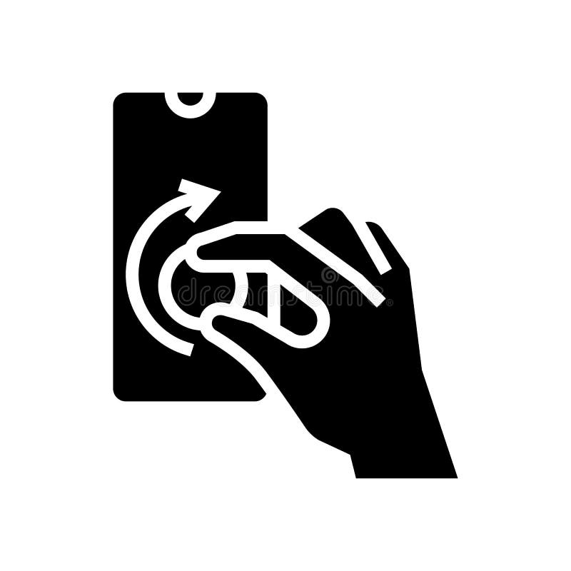 Turning Digital Button on Smartphone Screen Glyph Icon Vector ...