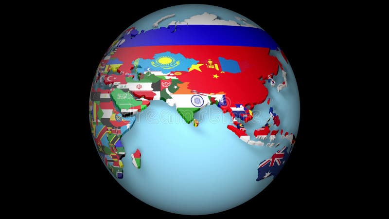 Turning Earth with Political Map on Black Background. Stock Video ...