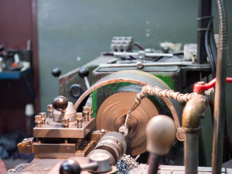 Turning Element on Mechanical Lathe Stock Image - Image of production ...