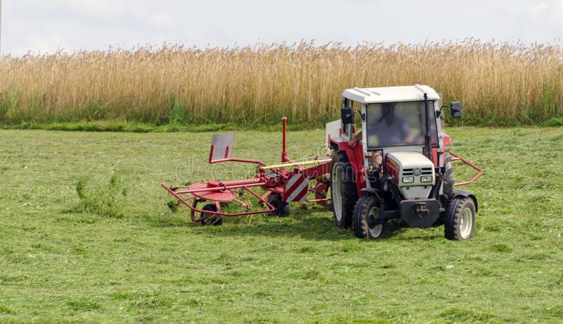 Tractor turning hay stock photo. Image of agriculture - 154793560