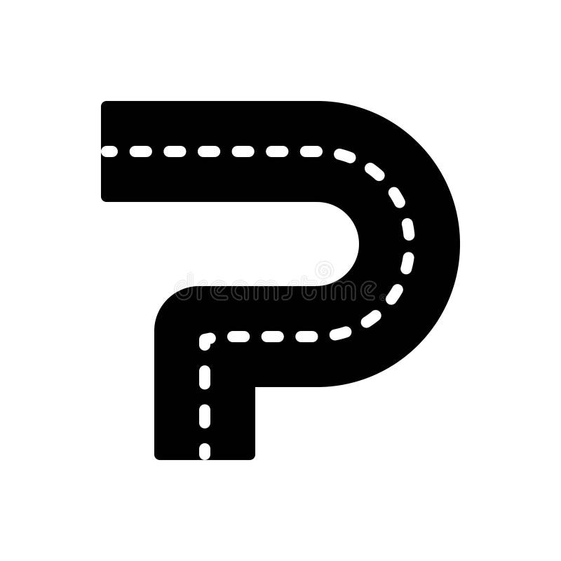 Black Solid Icon for Turning, Diversion and Bends Stock Illustration ...