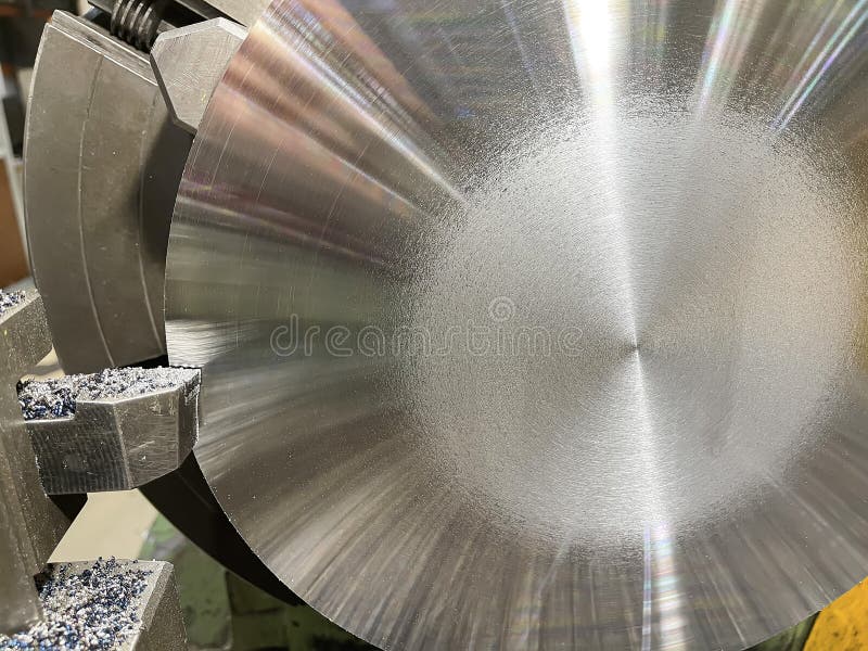 Turning of a Large Steel Disc Seen from the Front, with the Cutting ...