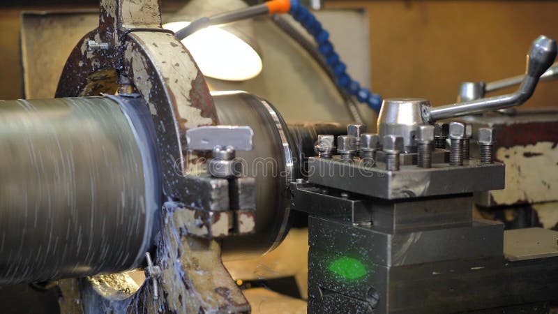 Turning Lathe in Action.Facing Operation of a Brass Blank on Turning ...