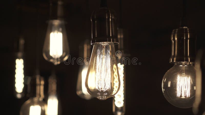 Turning Light on and OFF. Decorative Antique Edison Style Light Bulbs ...