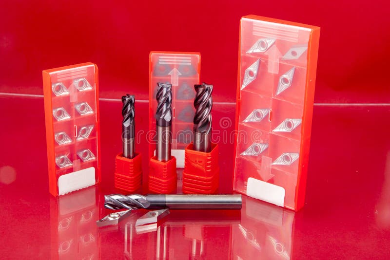 Turning Machine Inserts and End Mills Stock Photo - Image of hard ...
