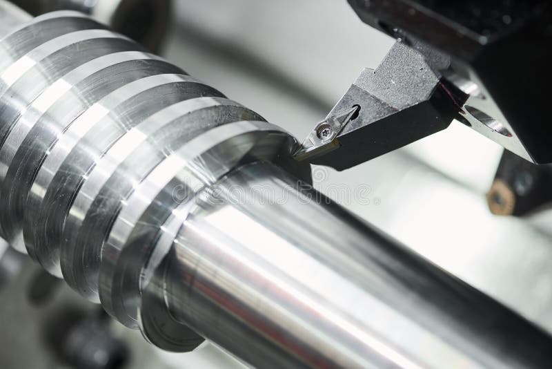 Turning Operation on Cnc Machine. Metal Cut Work Industry. Precision ...