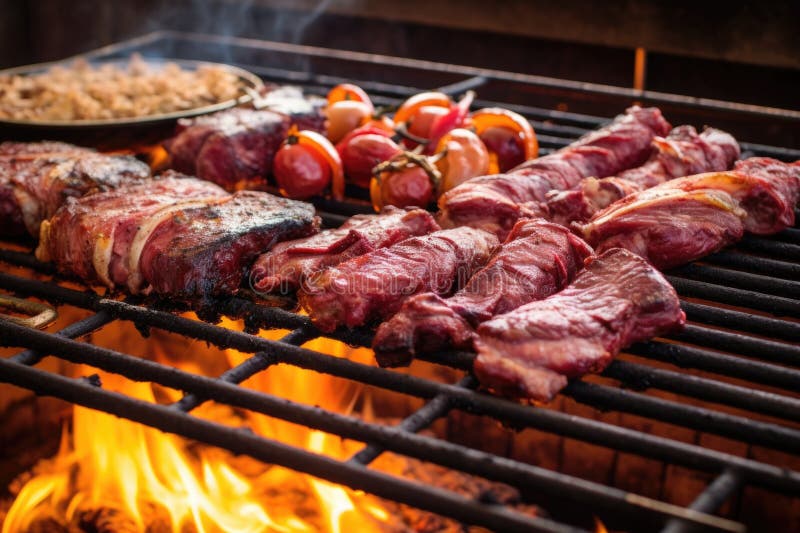 Turning Over the Meats on an Argentinian Asado Mixed Grill Stock Photo ...