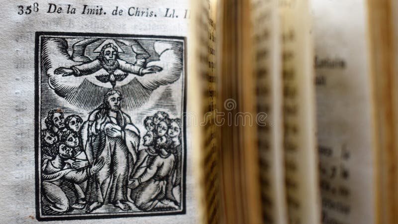 Turning Pages of an Old Religious Book Stock Illustration ...