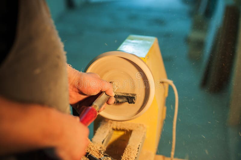 Turning a plate stock image. Image of handmade, equipment - 85671065