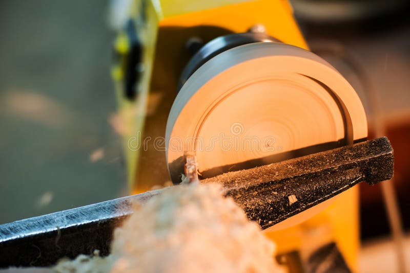 Turning a plate stock photo. Image of equipment, lathe - 90664536
