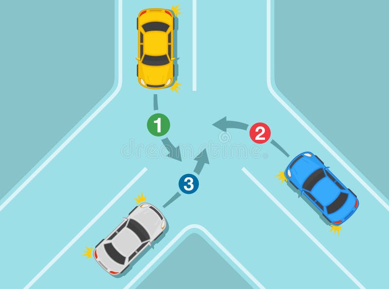 Turning Priority At Y Intersection Top View Of A Traffic Flow Stock Vector Illustration Of