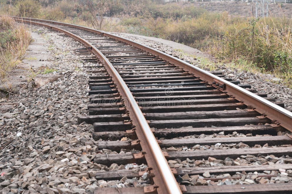 Railroad, train tracks. stock photo. Image of metal - 312868558