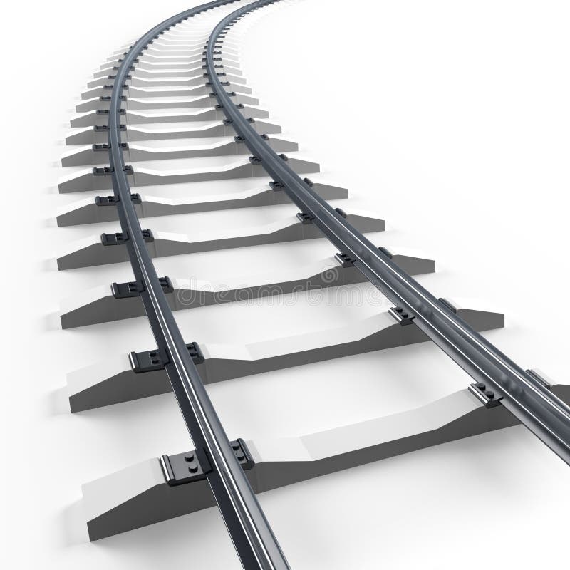 Curved railroad track stock illustration. Illustration of industrial ...